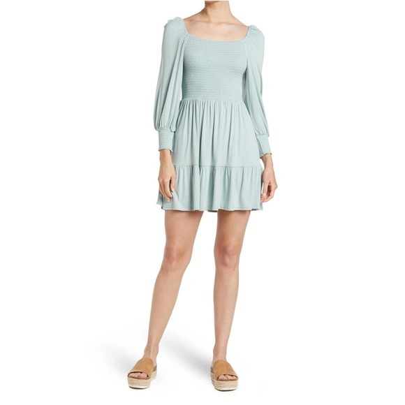 BB Dakota | Dresses | Bb Dakota Lets Go Smocked Bodice Long Sleeve Mini ...